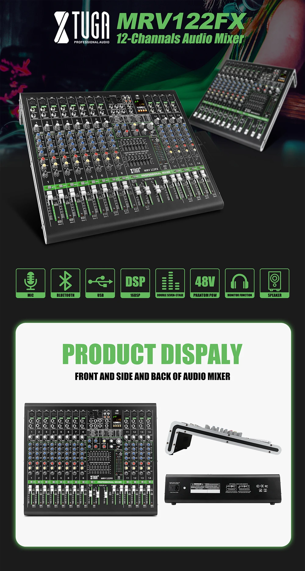 Xtuga 12 Channel Mixer - Professional Audio Mixing Solutions
