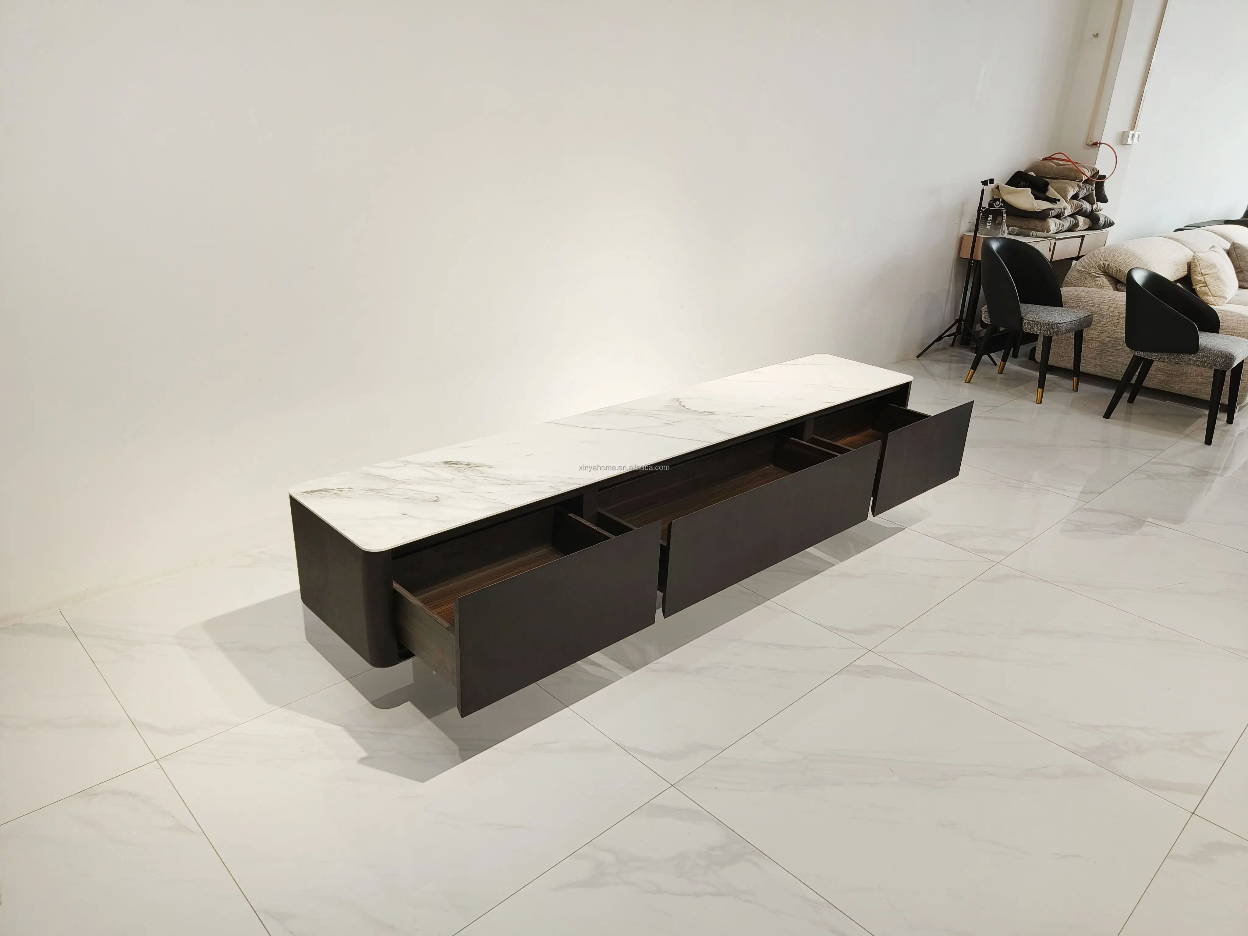Modern Luxury Ceramic TV Stand Home Furniture Coffee Table Set TV Unit ...
