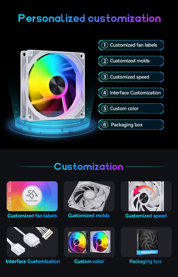 Snowman Gaming PC Case Cooling Fan - ARGB Mirror Design