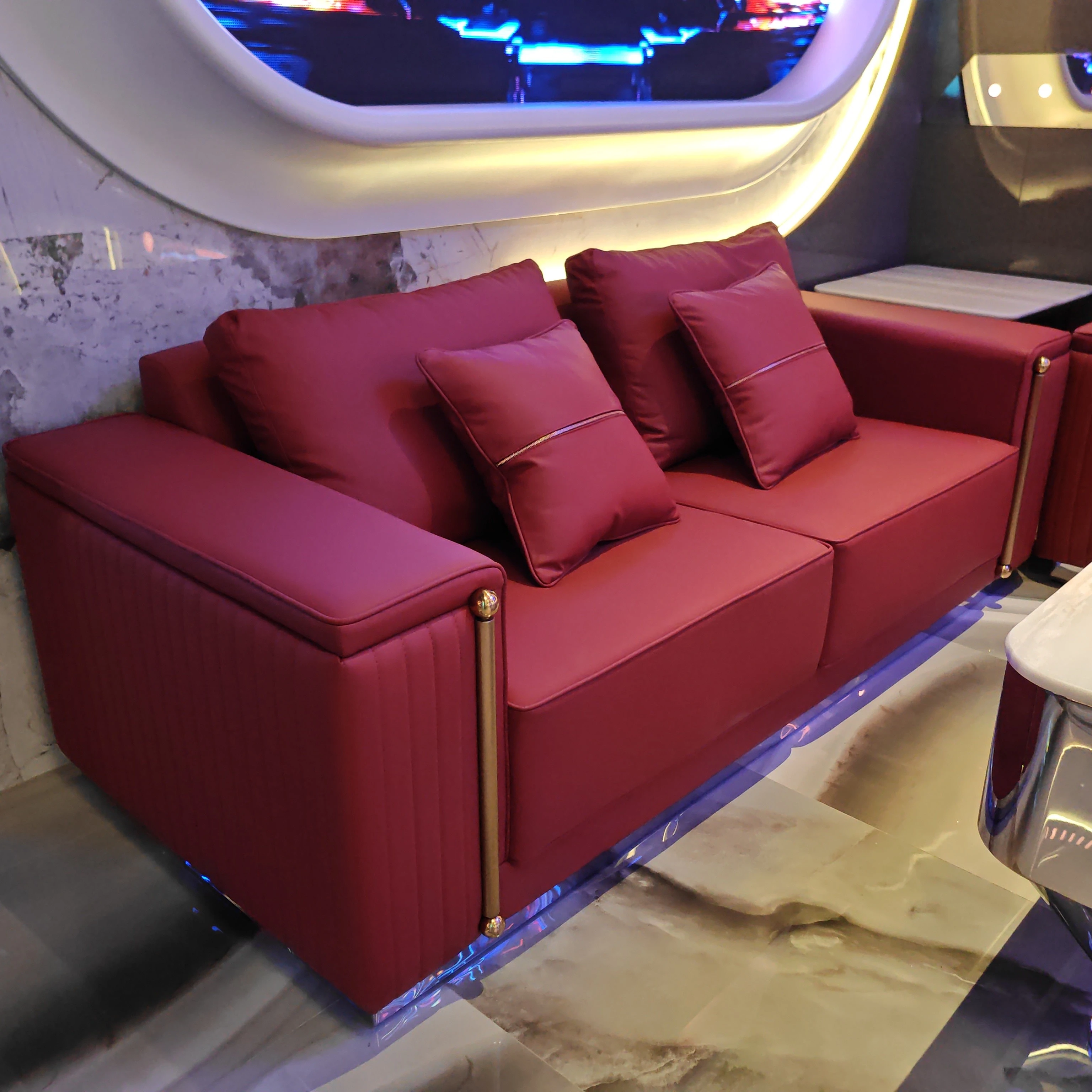 Modern Silver Ktv Sofa Set Waterproof Outdoor Stainless Steel Frame U ...