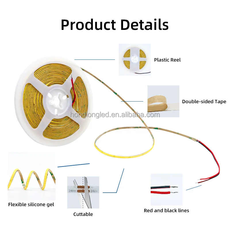 Cob Led Strip RA90 512Leds 12V 24V Width 3MM 5MM 8MM 10mm Flexible Led ...