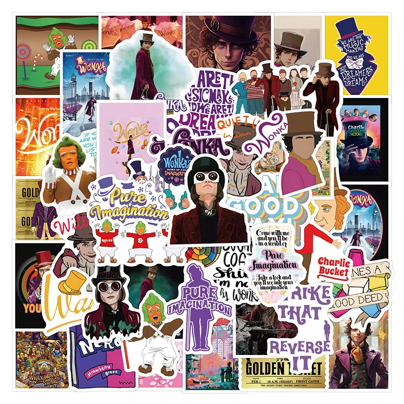 50pcs Chocolate Willy Wonka Sticker For Kids Room Window Decor Laptop ...