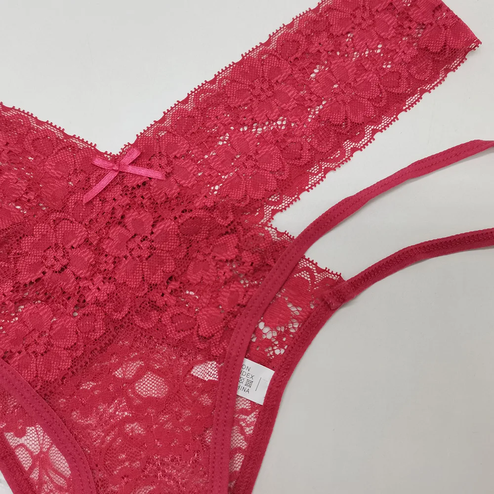 Wholesale Cheap Sexy Woman Strappy Lace Panties Female V Waist Thong