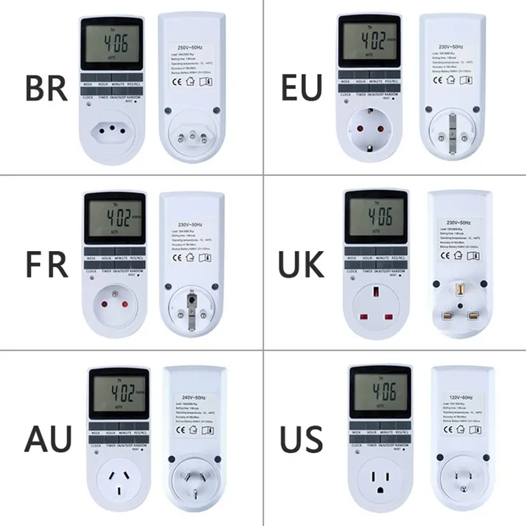 Digital Weekly Programmable Electrical Wall Plug-in Power Socket Timer ...