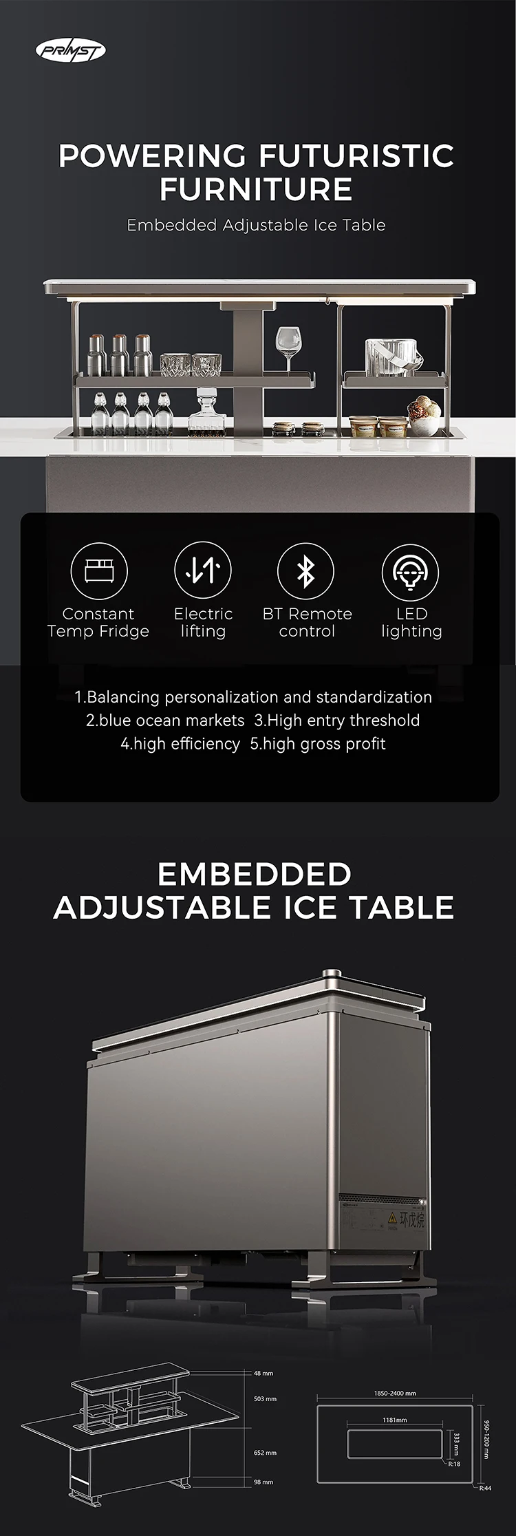 Smart Dining Table - Modern Multifunction Lift up Design