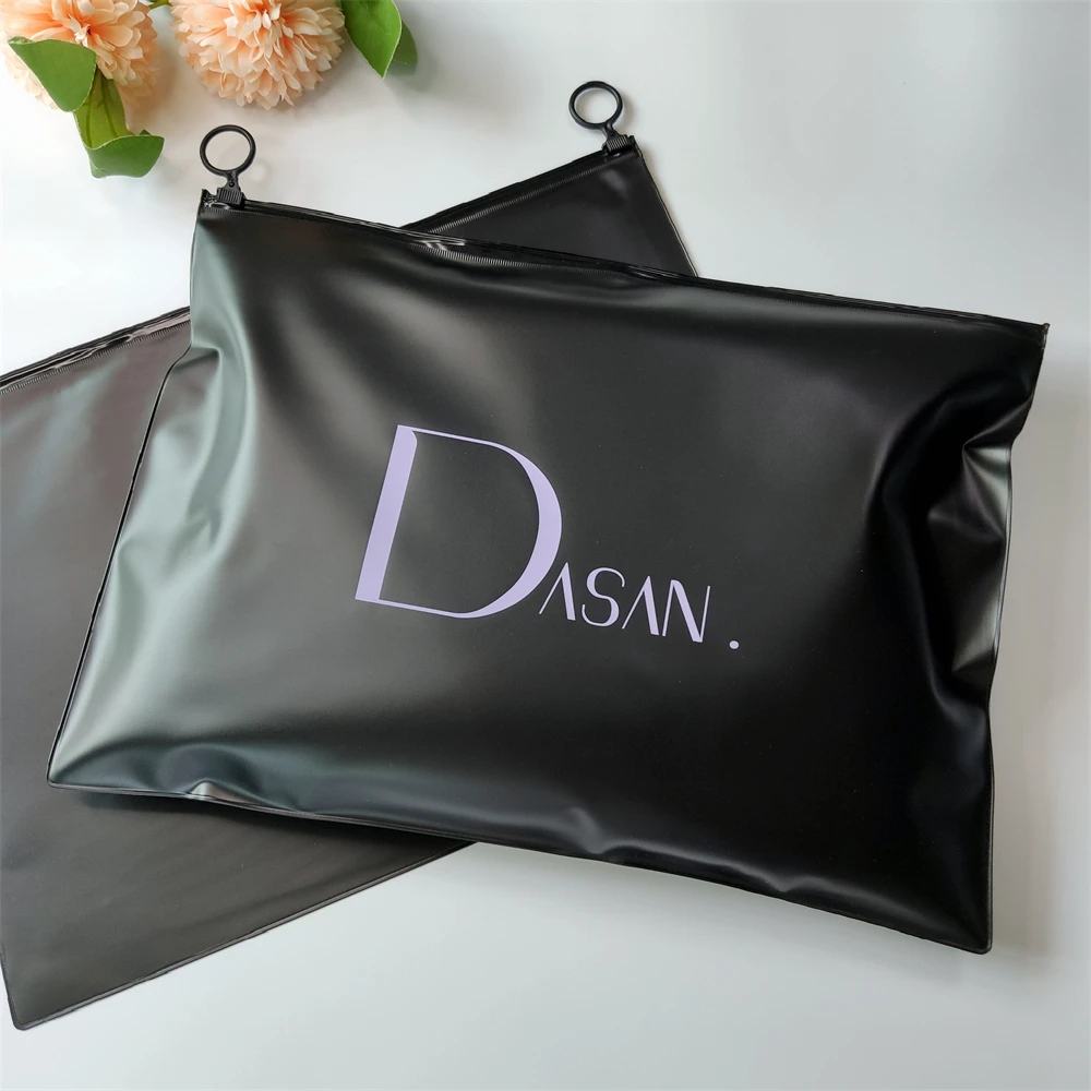 Custom Clothing Packaging Bag Brand Logo Reusable Frosted Ziplock Black ...