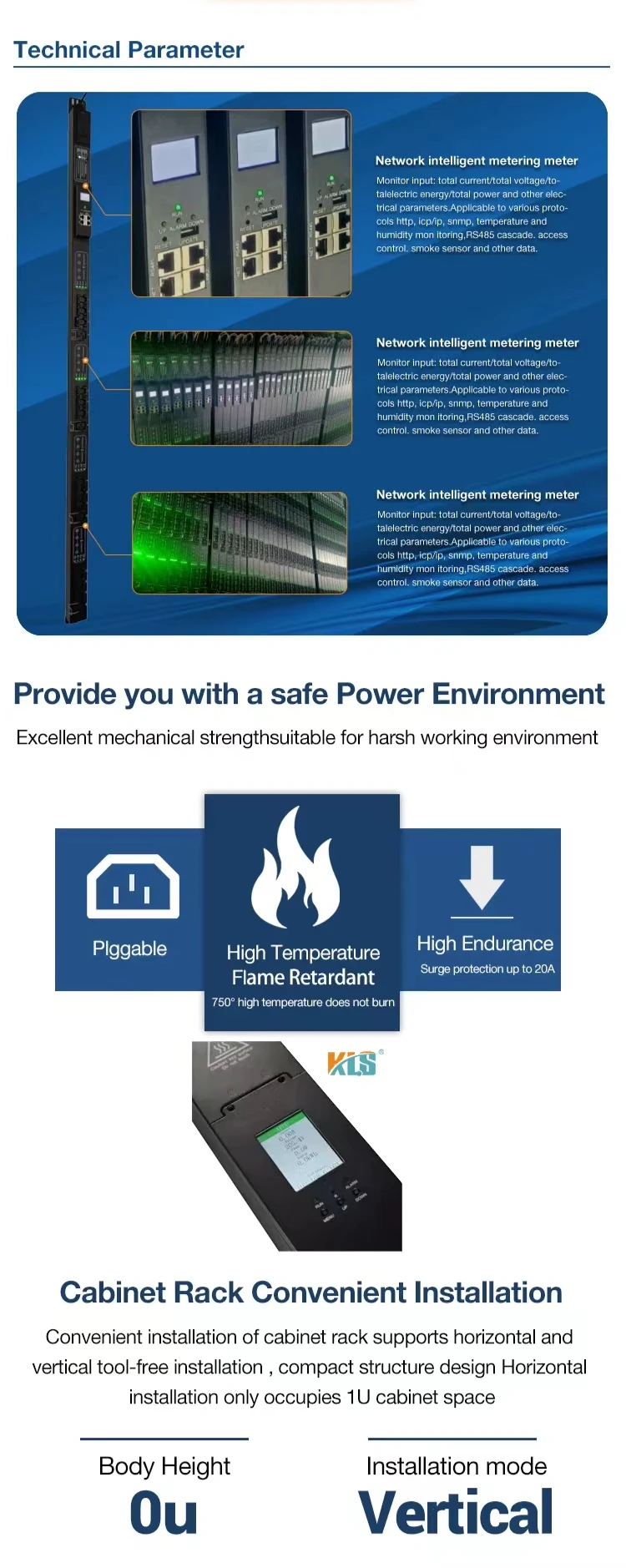 Power Distribution Unit Rack Cabinet Pdu C13 45kw 208v 415v Power Distribution Unit 32a C13 C19