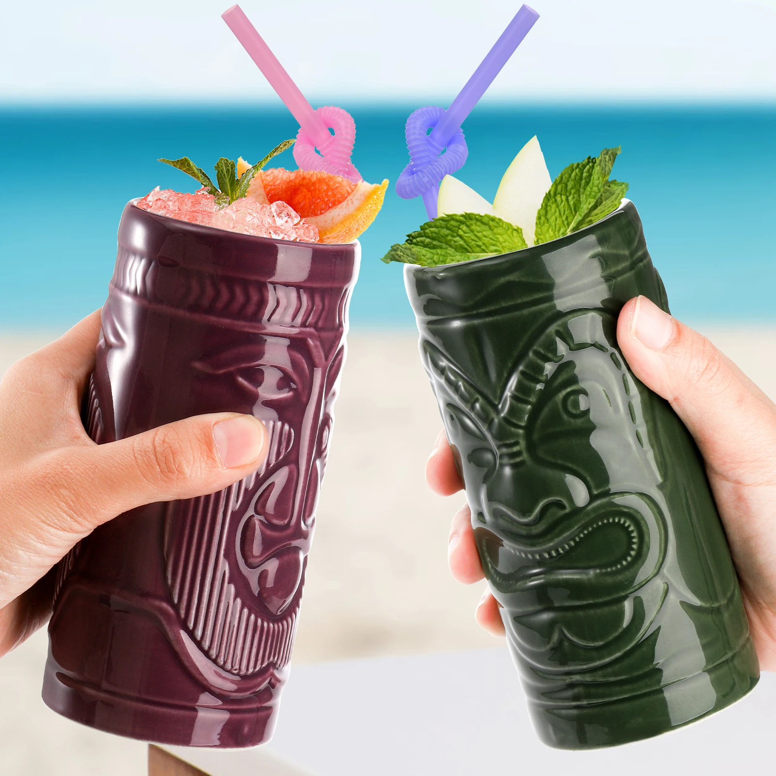 Wholesale Custom Logo Cocktail Bar Ceramic Tiki Mug for Hawaiian Party ...