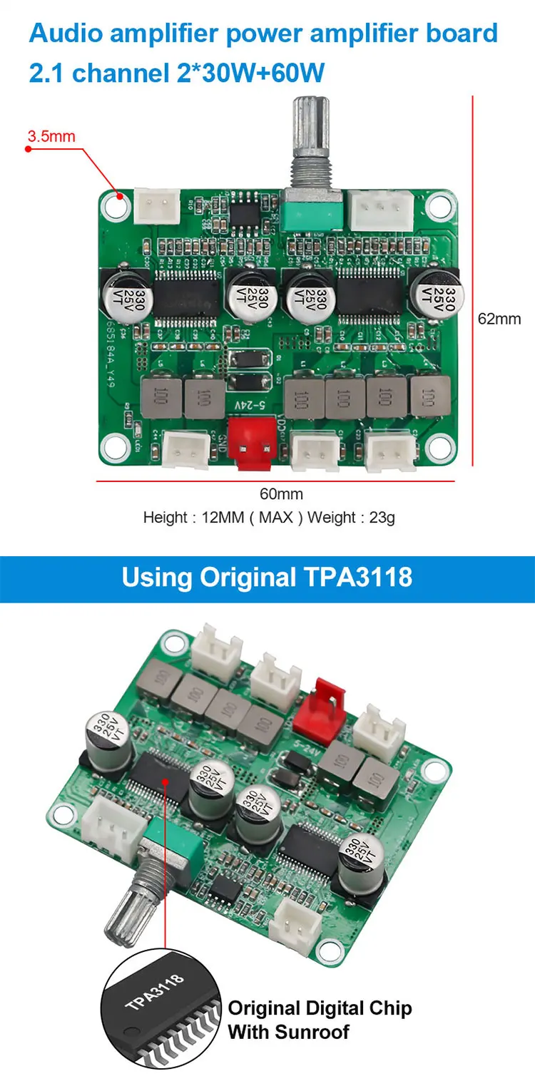 VIRE TPA3118 2.1 Subwoofer Amplifier Module 30W*2+60W