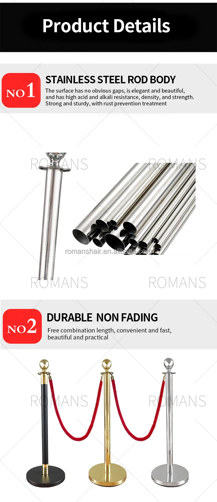 360 Photo Booth Ball Top Stainless Steel Queue Pole Stand