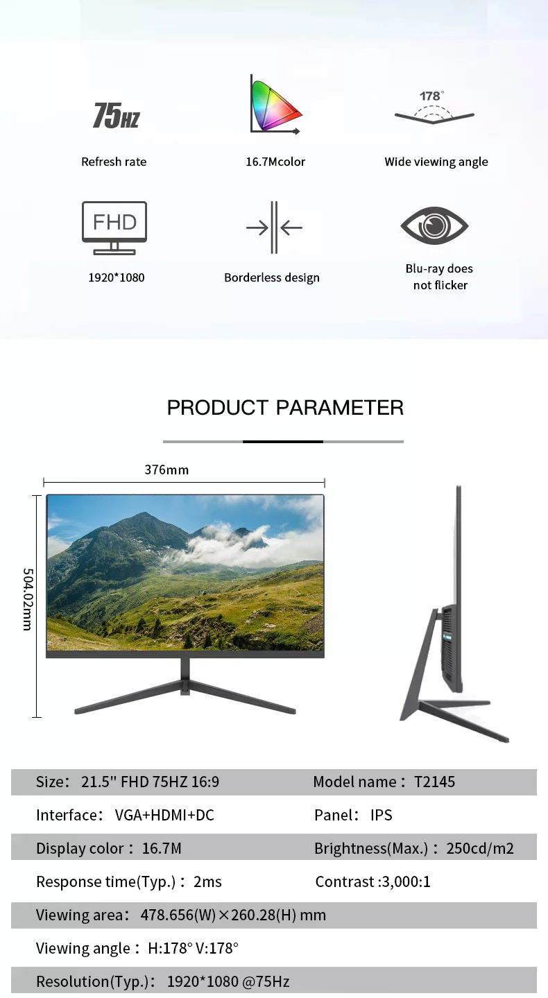 Full Hd 21.5 Inch Led Pc Monitor 1920 X 1080 22 24 Inch Led Computer ...