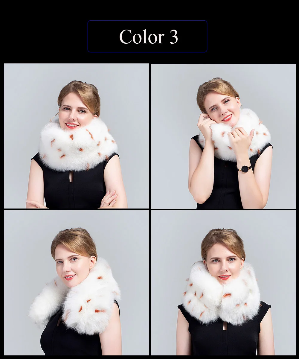Mwfur Round Neck Fur Collar Fox Hair Scarf Winter Fashion Scarves Girls ...