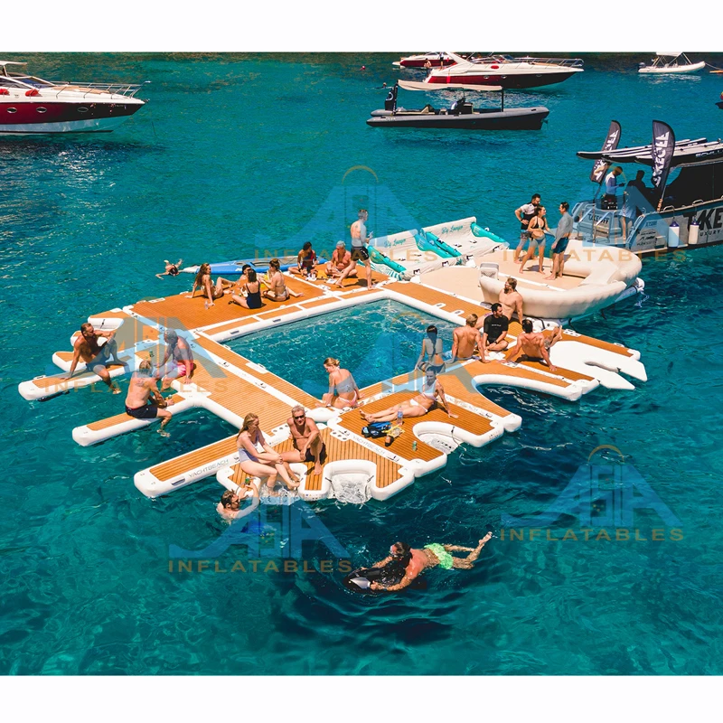Swimming Water Inflatable Pontoon Boat Fishing Floating Platform ...