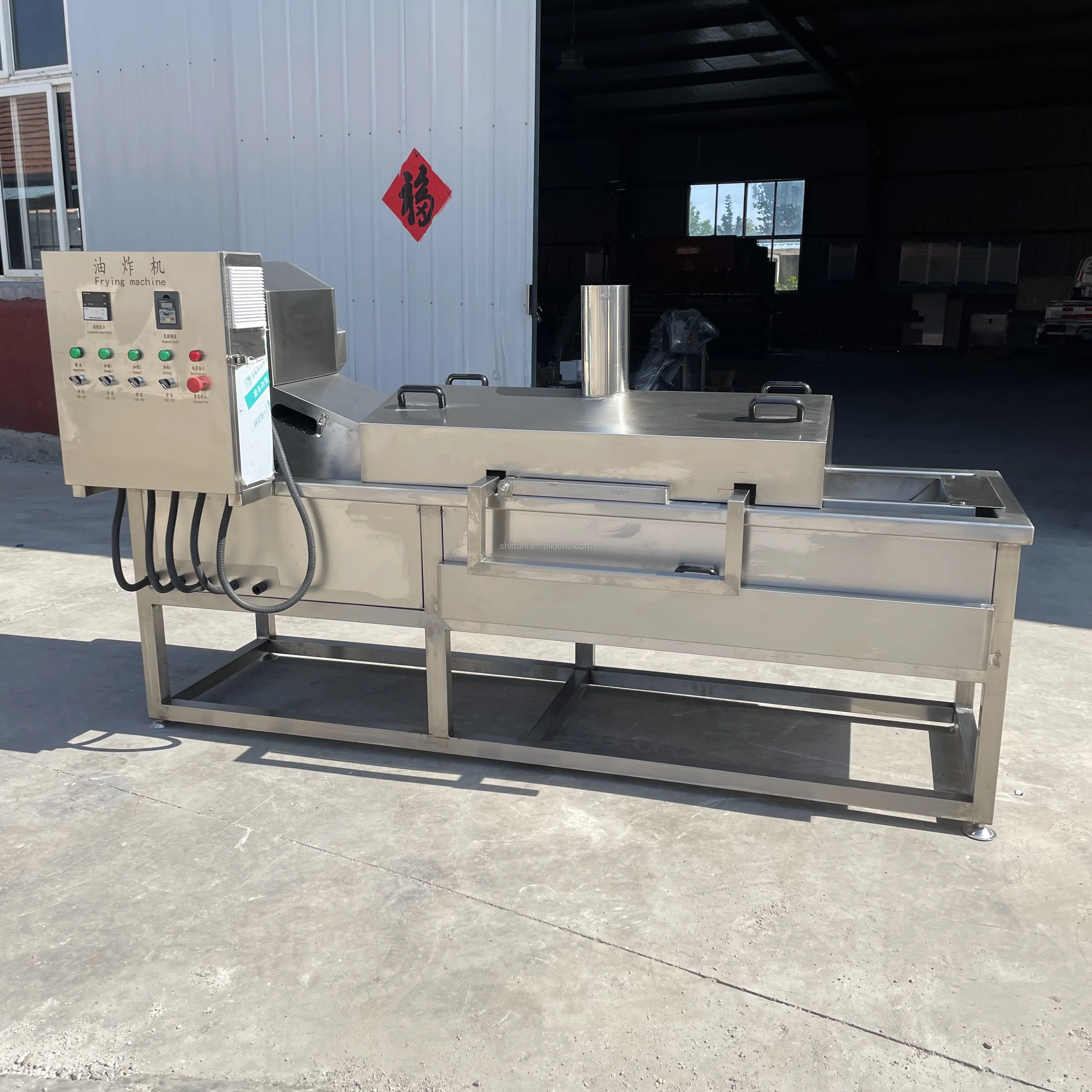 Small Continuous Fryer Hamburger Cake Chicken Meat Ball Frying Machine ...