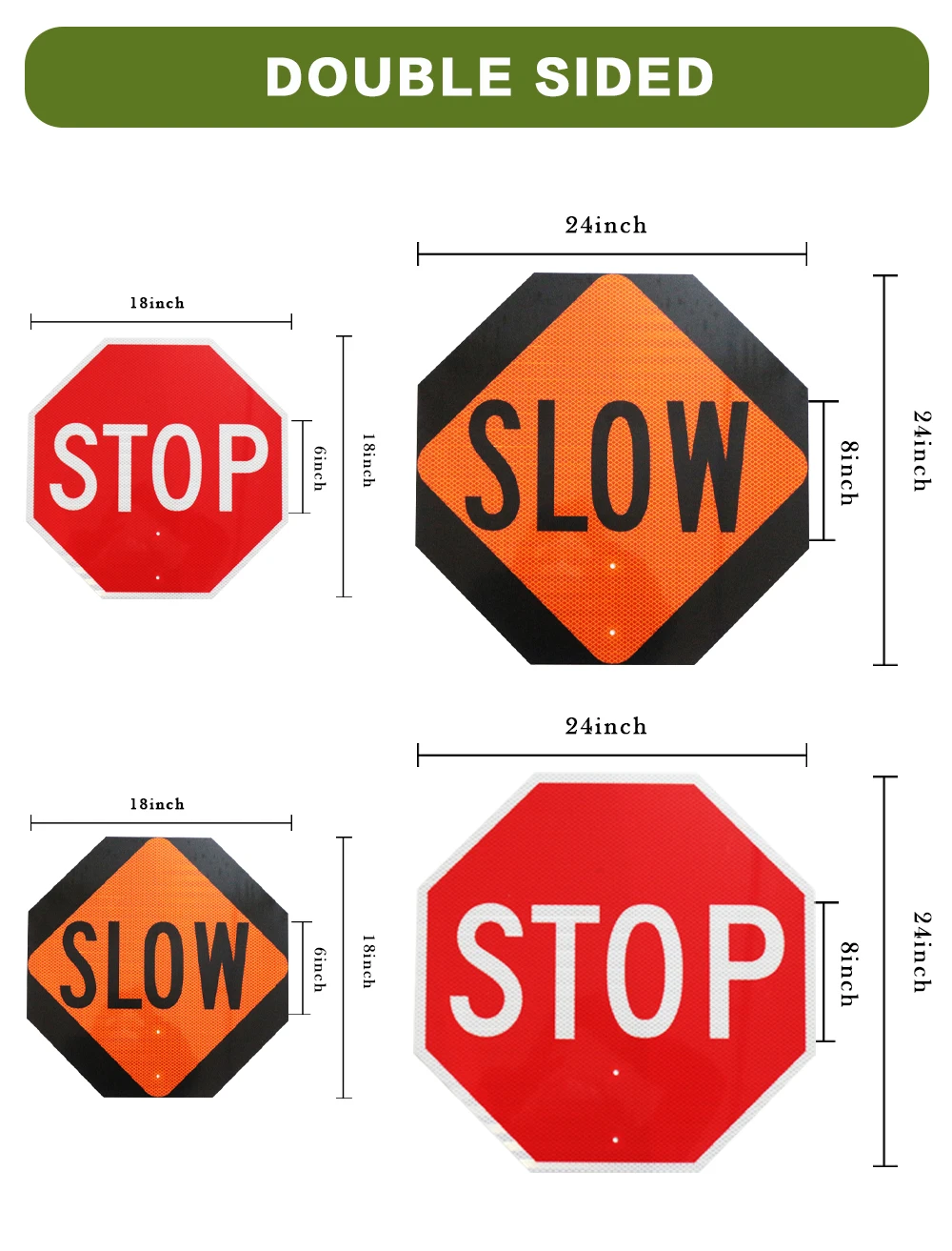 Telescoping 24" Stop/Slow Paddles Features Octagonal Sign Flexible Road ...