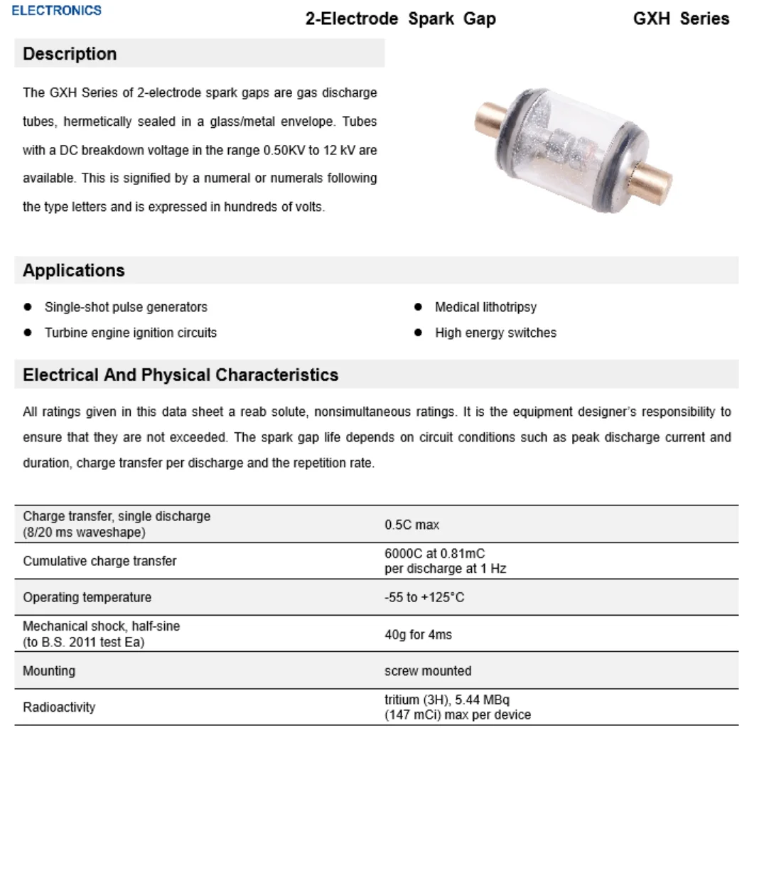 GXH30 Spark Gaps - Reliable Gas Discharge Tubes by RUILON