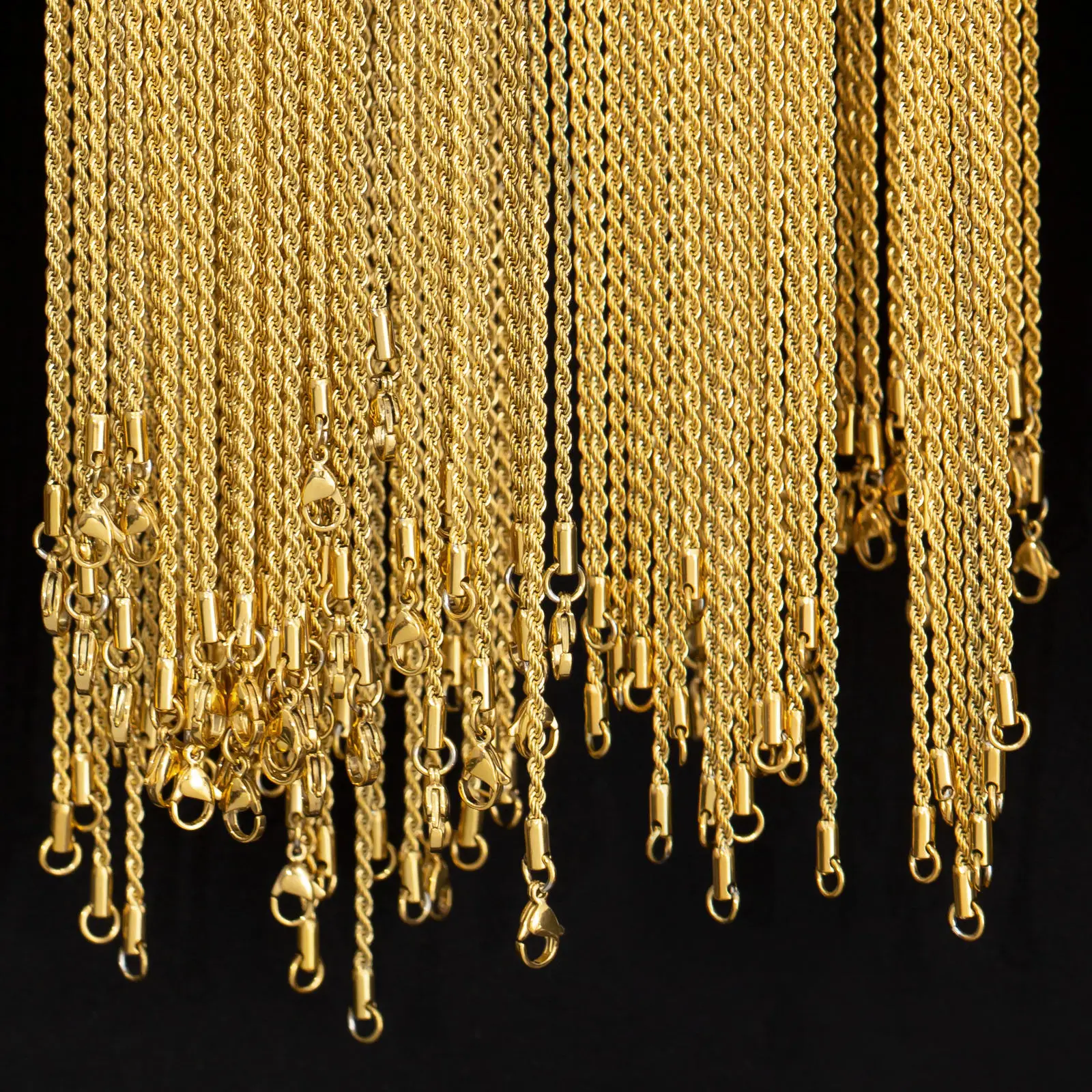 2.5mm 3mm 4mm 6mm Twisted Link Rope Chains Boy Jewelry 18k Gold Pvd ...