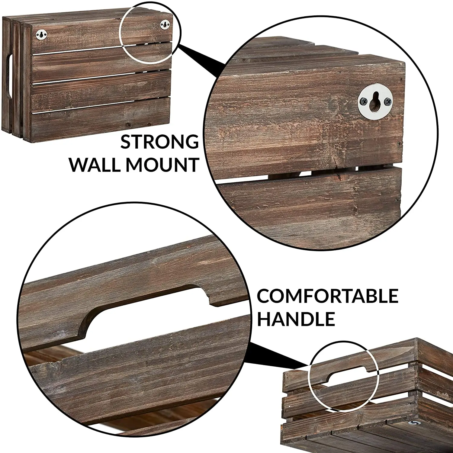 Barnyard Designs Rustic Wood Nesting Crates With Handles Decorative ...