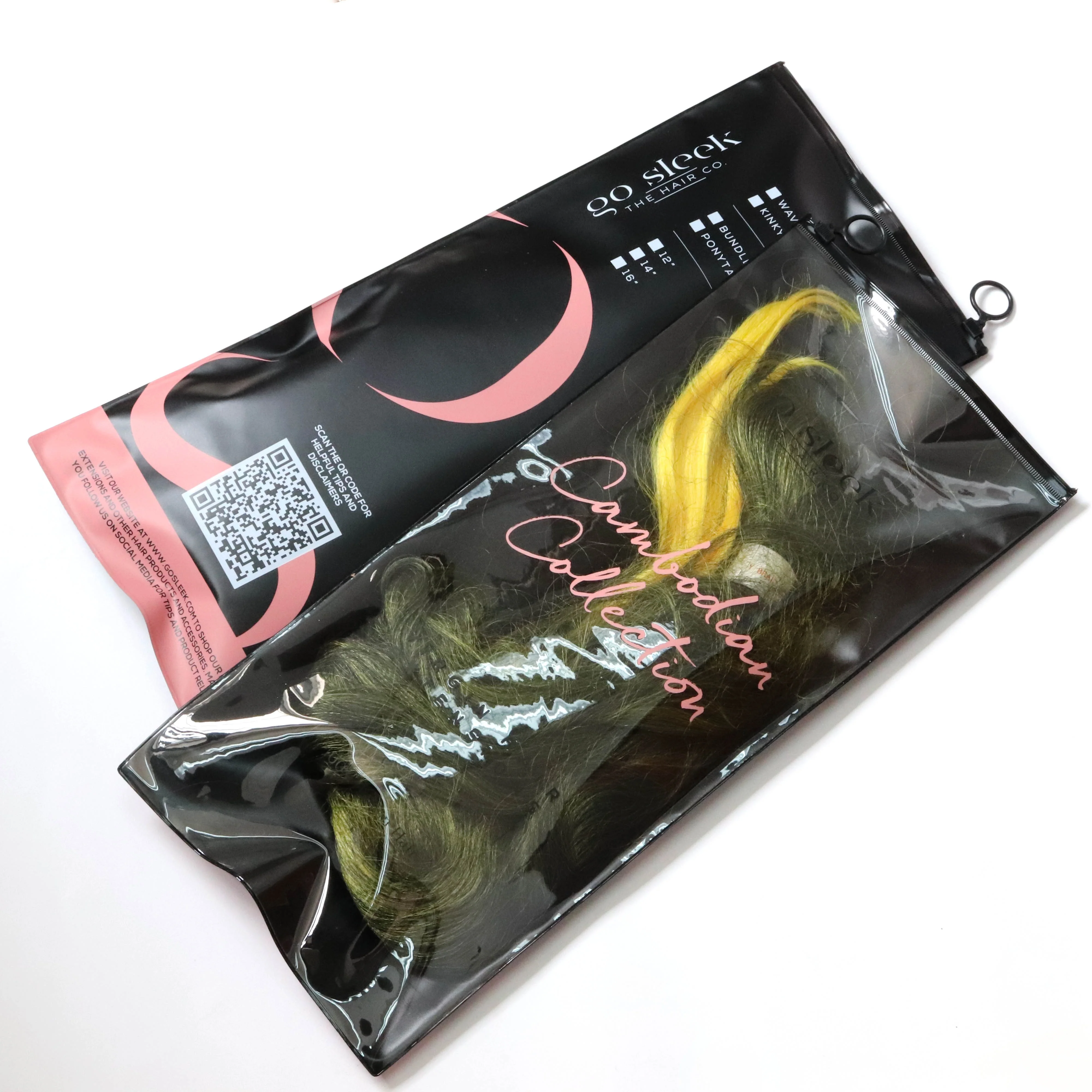 Custom Hair Packaging Bags - PVC Clear Plastic Zipper