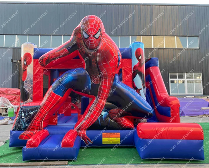 Commercial Spider Man Bouncy Castle Slide Combo Inflatable Bouncer Pvc ...