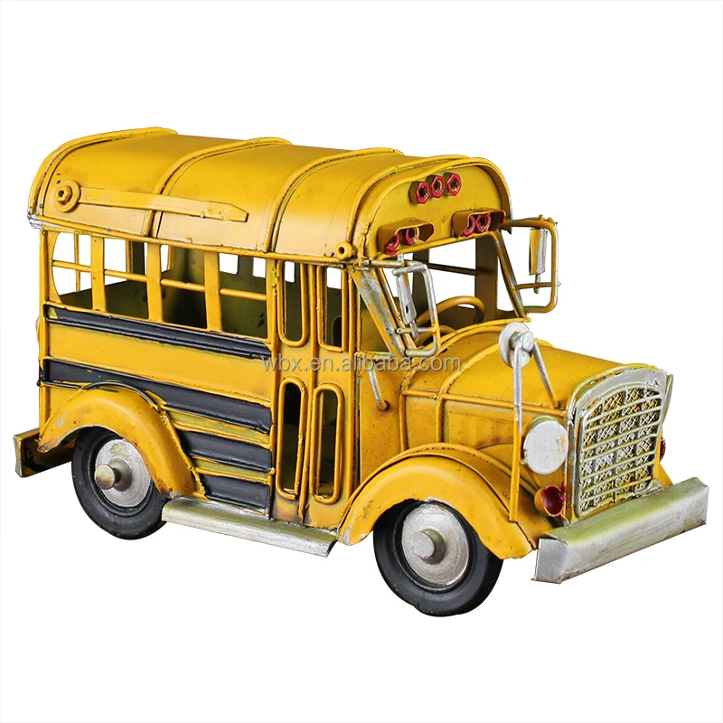 Classic Iron School Bus Model Ornaments Home Decoration Antique Bus ...