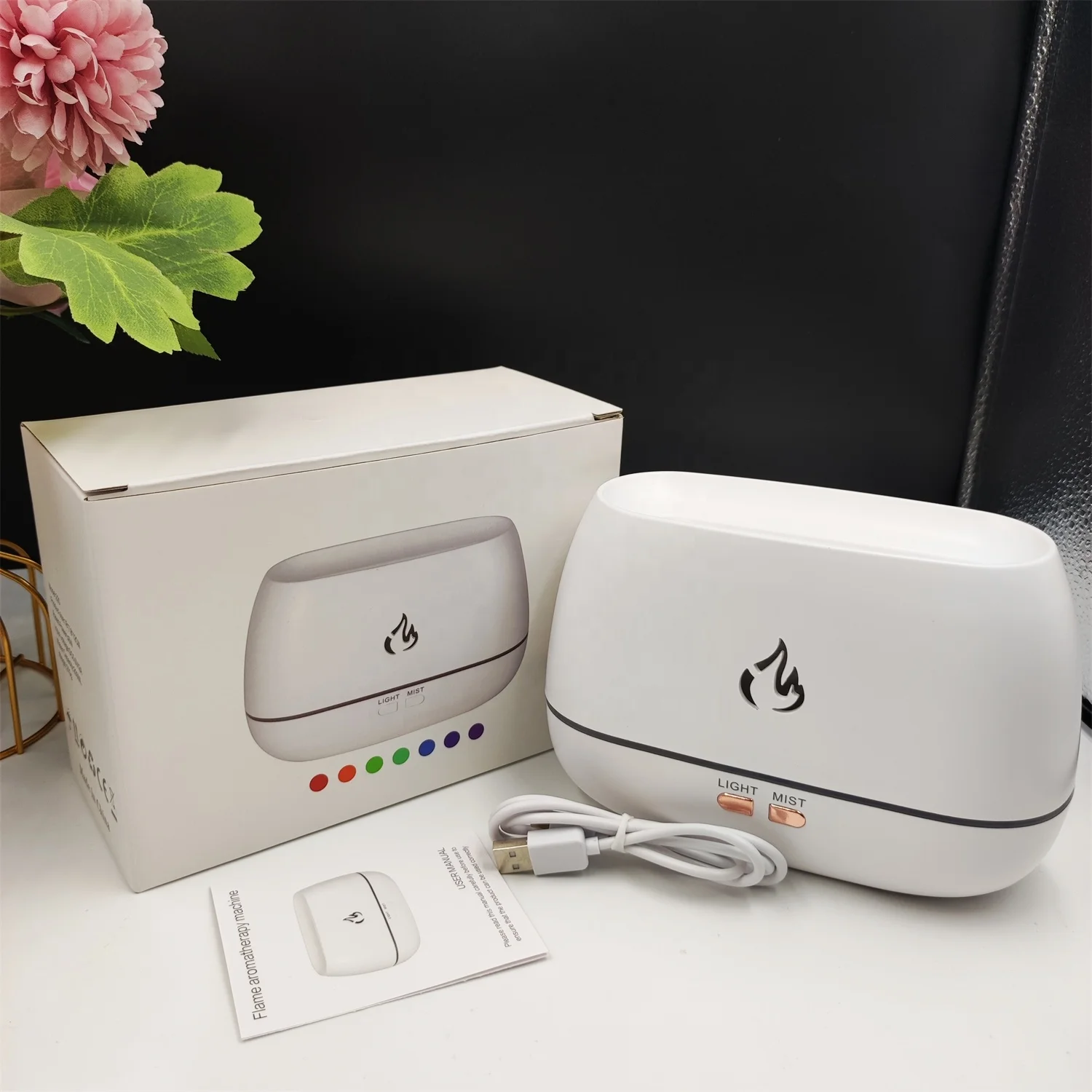 200ml New Colorful Rgb Led Aromatherapy Diffuser Humidifier Usb Table Cool Mist Portable Fire ...