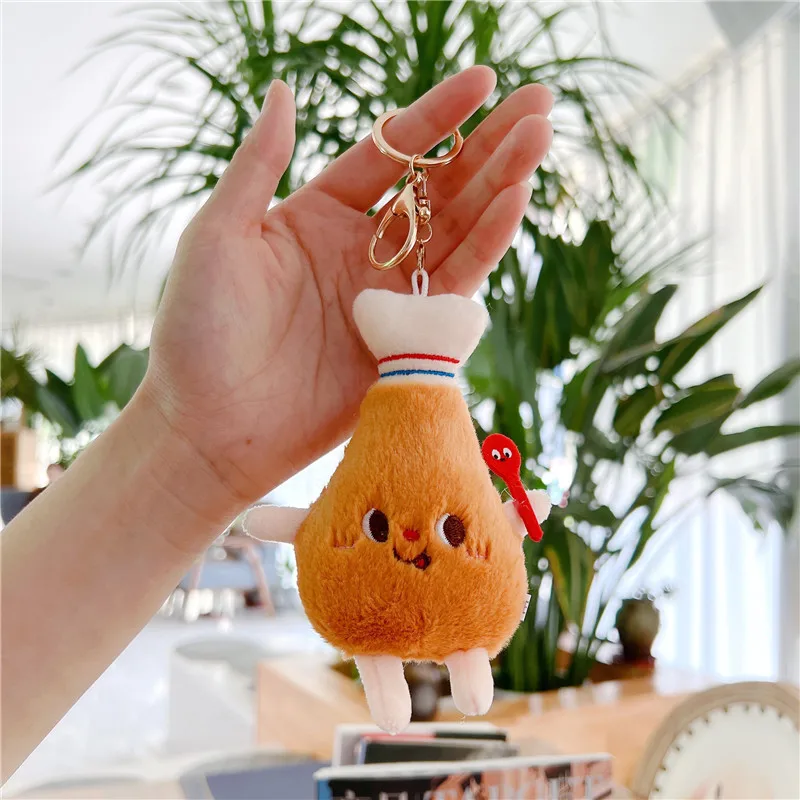 Kawaii Food Keychain Bread Hamburger Hot Dog French Fries Plush Doll ...