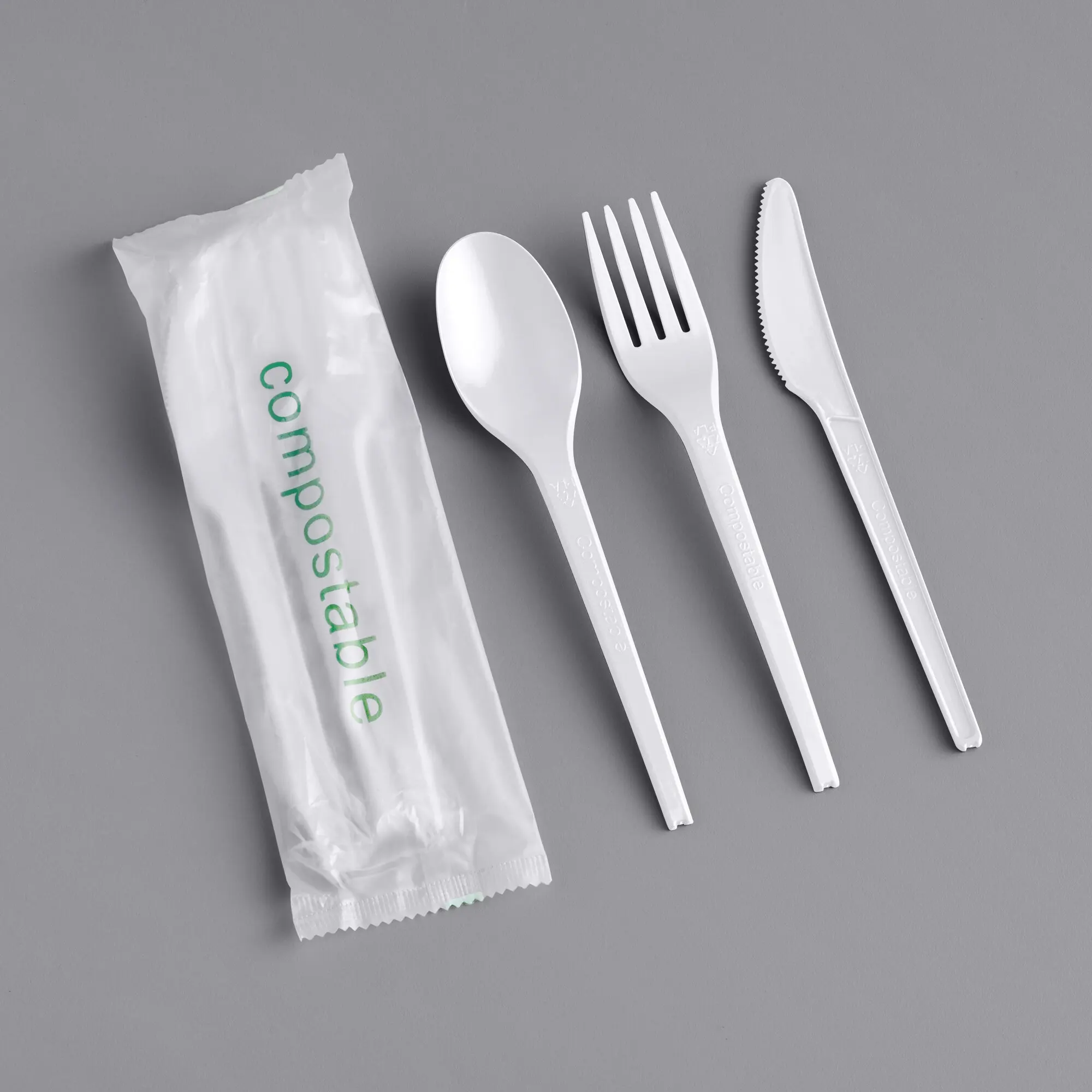 Compostable Disposable PLA/CPLA Cutlery Set with Napkin Biodegradable ...