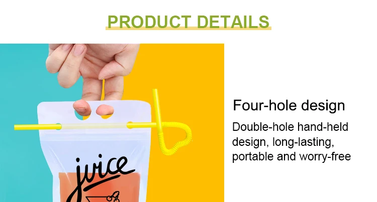 Custom Plastic Stand Up Party Beverage Bag Zipper Clear Juice Drink ...