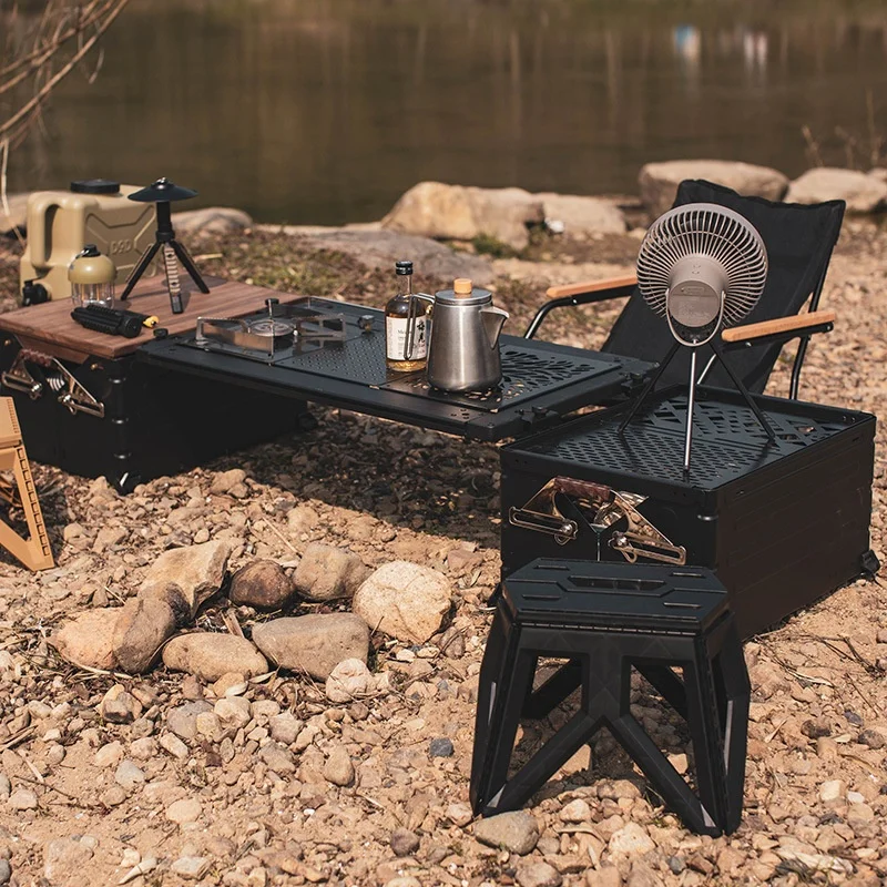 Outdoor Blackened Camping Folding Table Igt Mobile Kitchen System ...