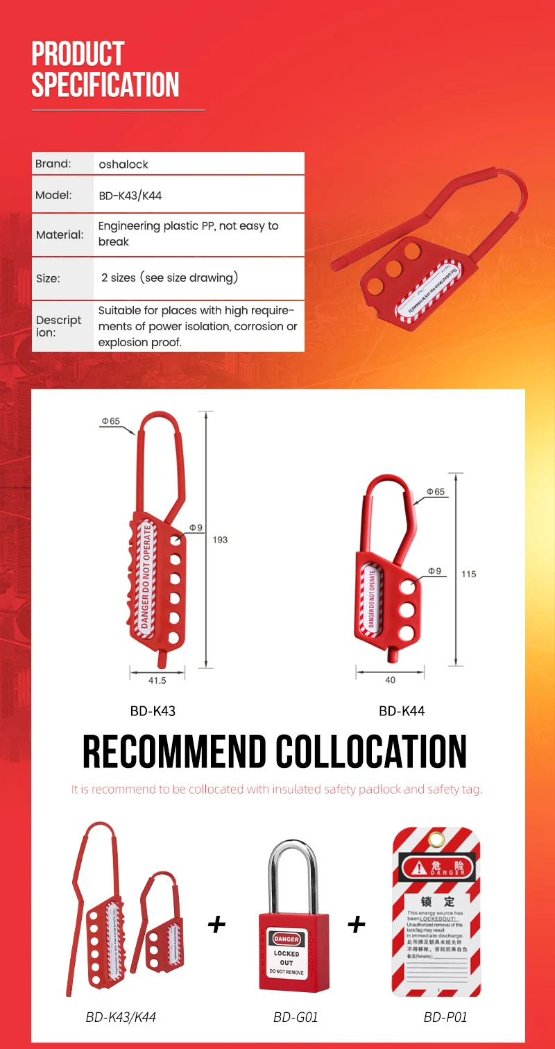 Plastic Safety Hasp Lockout With 3-holes For Electrical Insulation ...