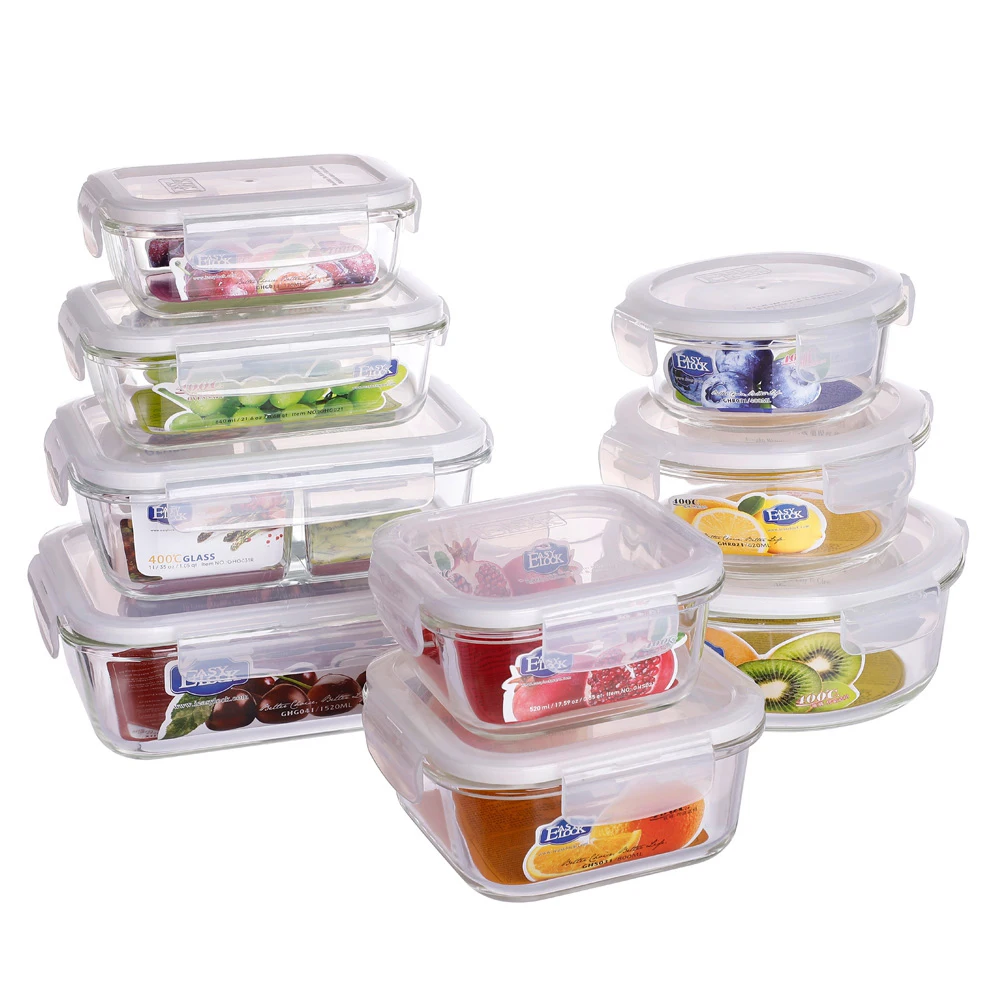 3 partition microwave safe high quality airtight waterproof glass ...