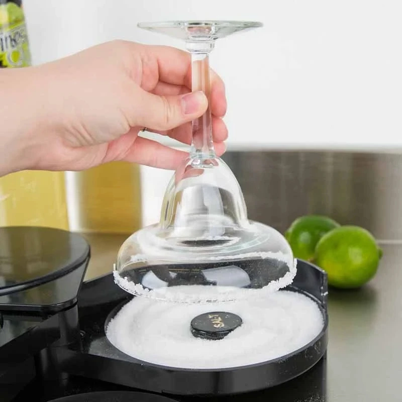 3-Tier Bar Glass Rimmer Bartender Tool With Sponge 3-Tray Black Plastic ...