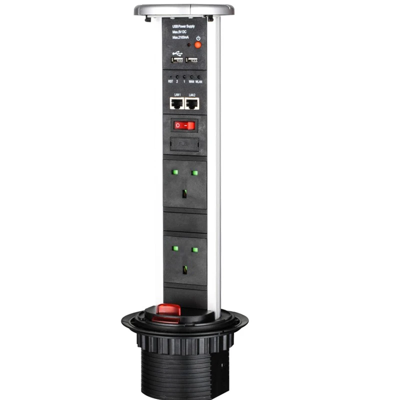 Pop up Outlet Socket - Vertical Desktop British Kitchen