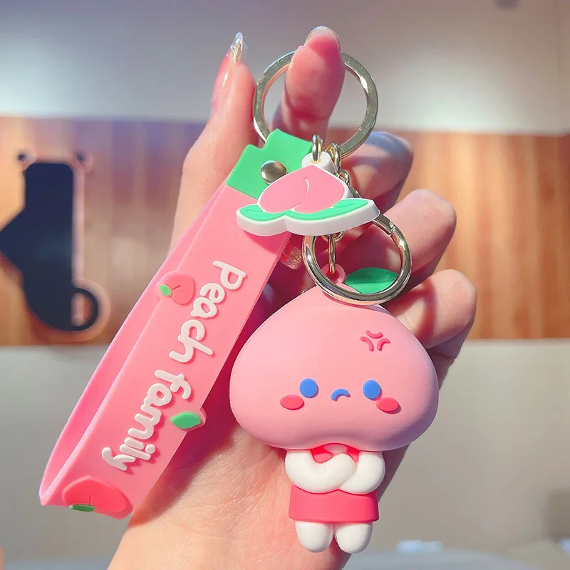 Original Cute Pink Peach Family Keychain Cartoon Pvc Dropper Doll Bag ...