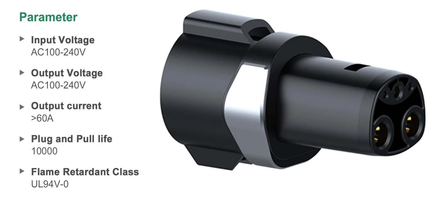 Sae J1772 To Tesla Ev Charging Adapter Connector 60a 250v Ac Compatible ...