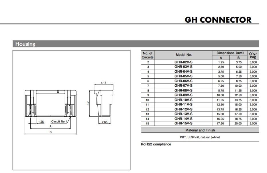 JST Gh Ghr-06v-S Jst-Gh 1.25 Mm Connector Set Cable Wire Harness