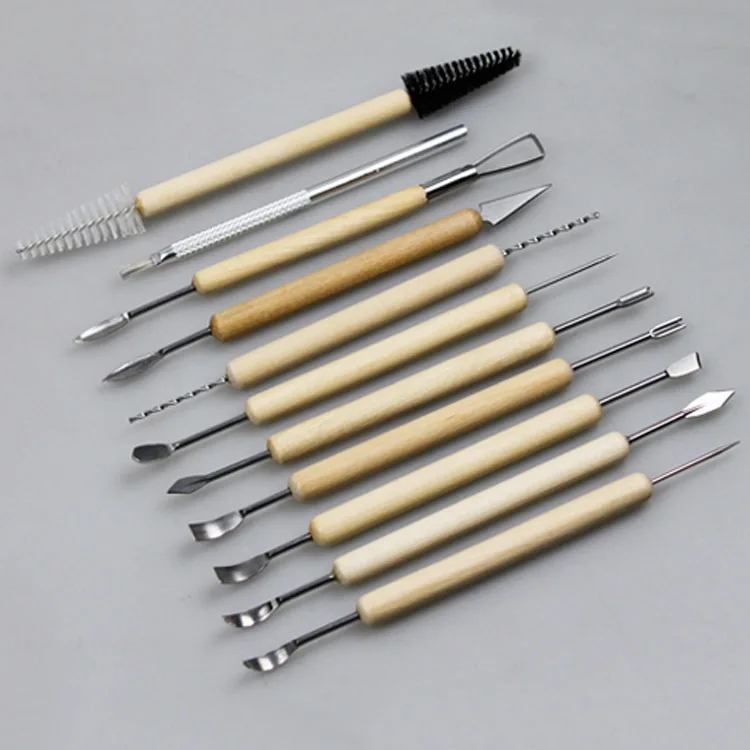 11-Piece Sculpture Tools Set with Wood & Iron Knives for DIY Handmade ...