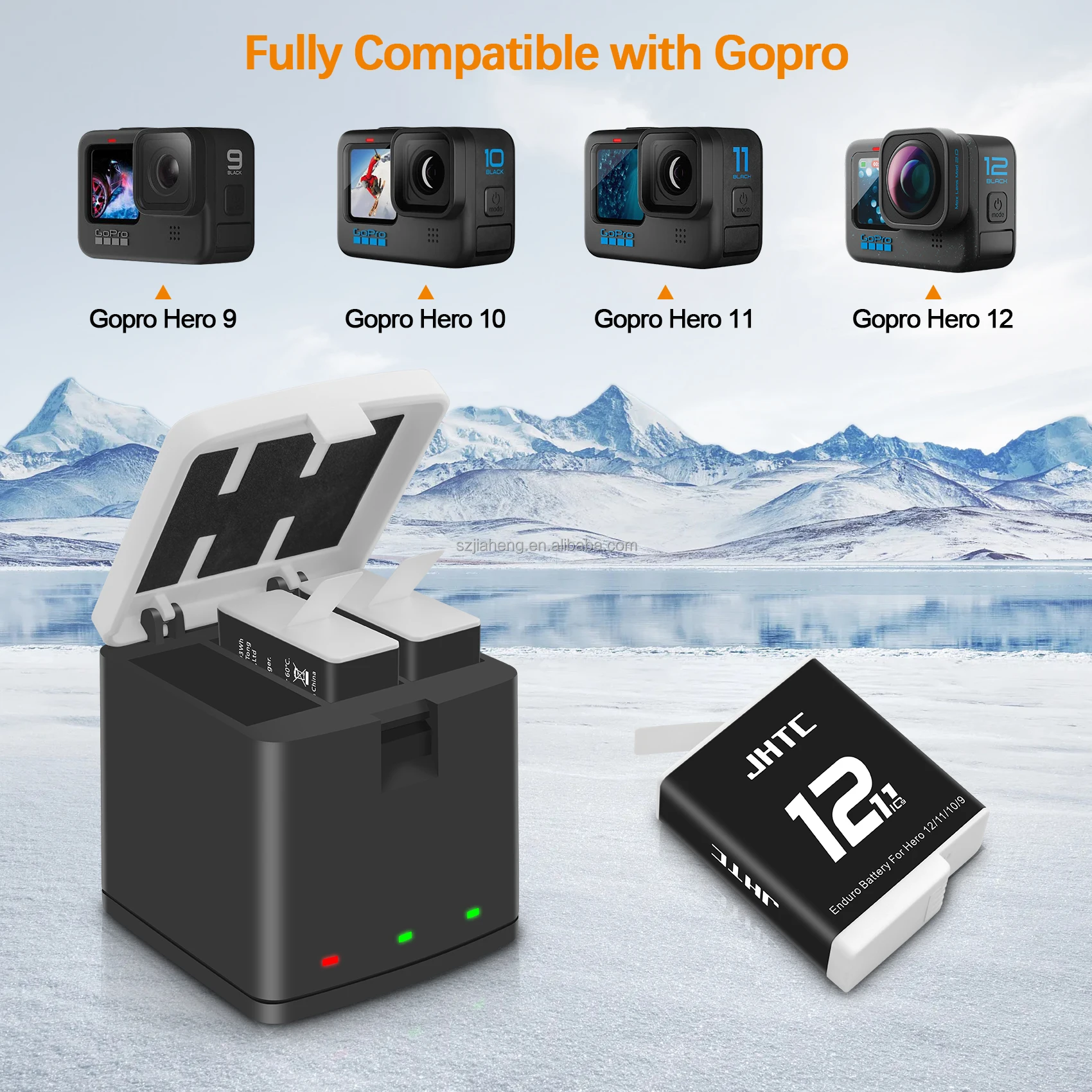 Jhtc For Go Pro 12 Endurance Battery Charger 1800mah Compatible With ...