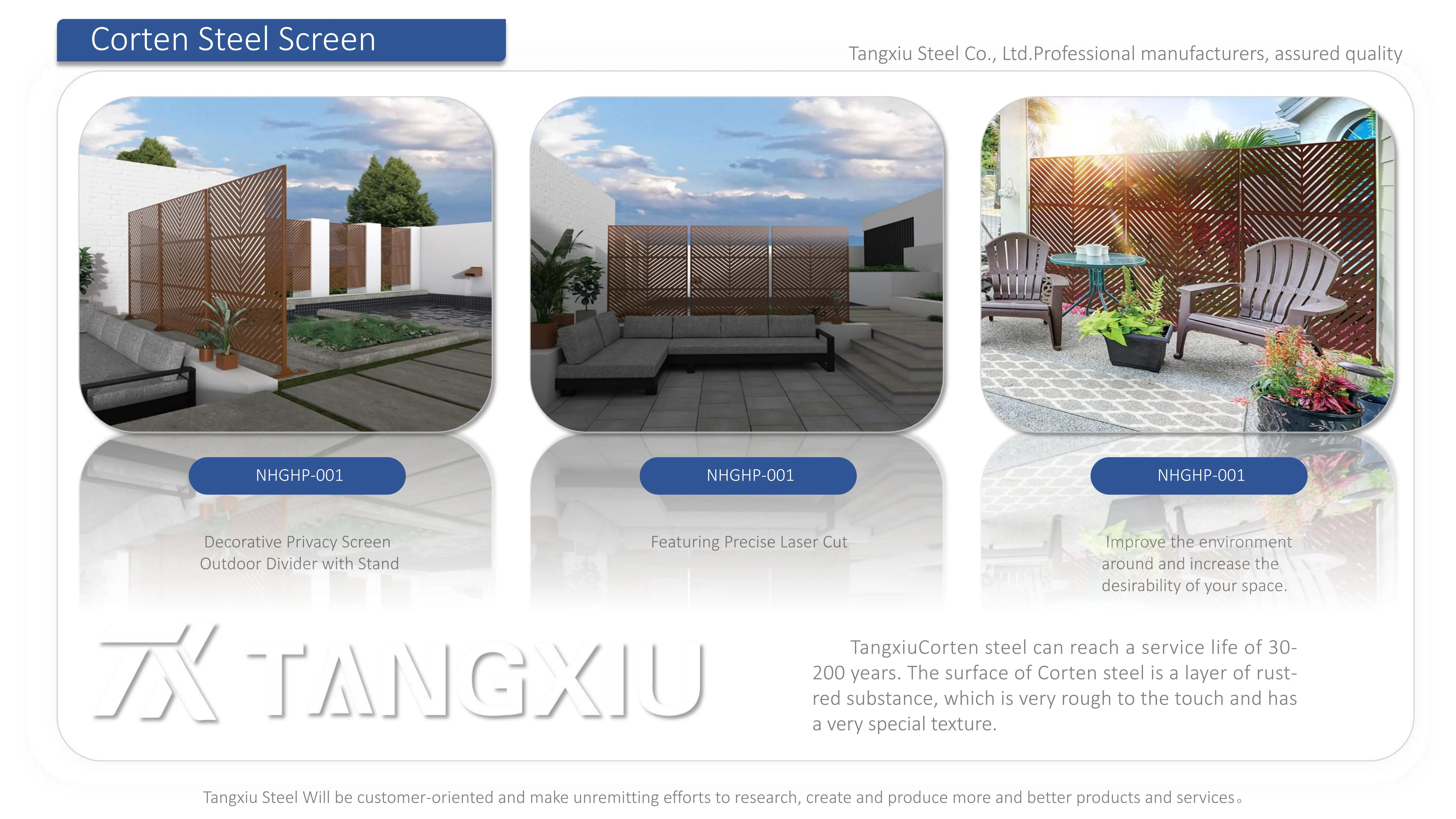 Outdoor Corten Steel Screen Laser Cut Decorative Privacy Art Metal ...