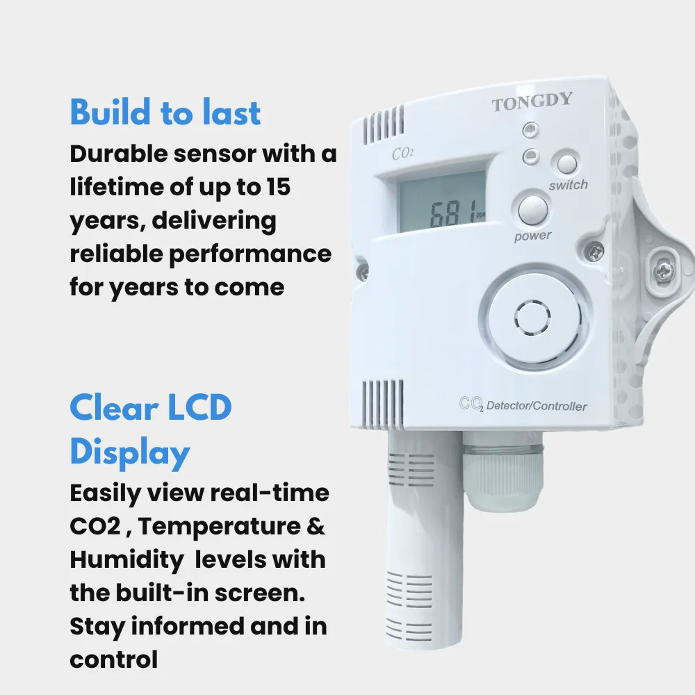 Tongdy Wall Mounted CO2 Controller with Plug and Play Sensors