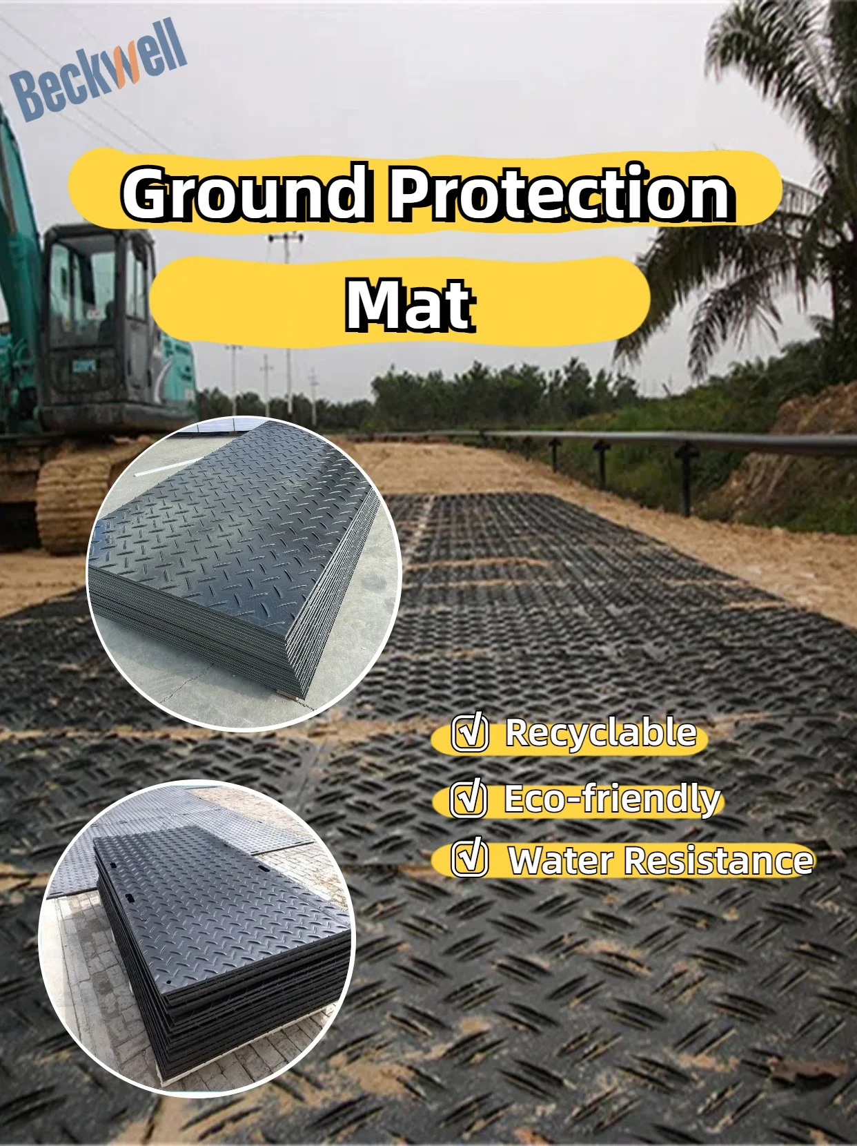 4x8 ft Portable Temporary Plastic Road Pathway Roadway Trackway Ground ...