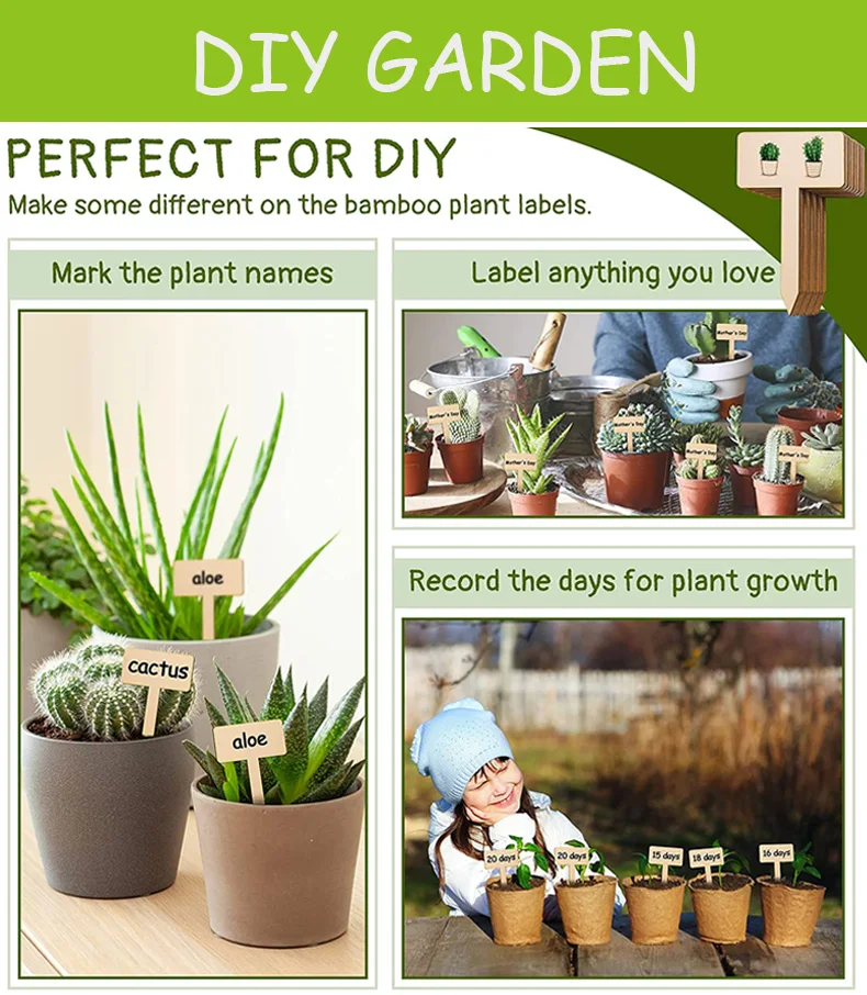 50pcs Bamboo Plant Labels Garden Markers T-Type Plant Tags Flower ...