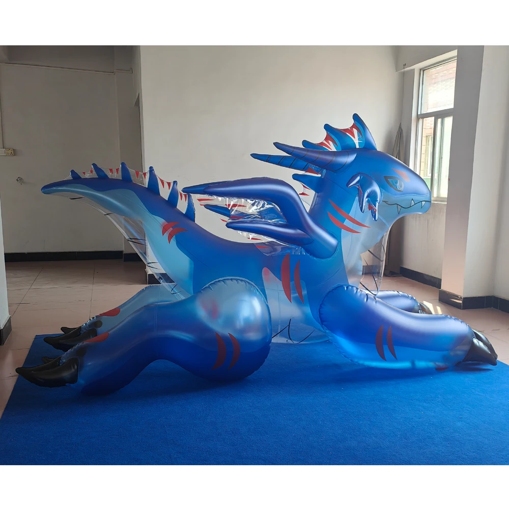 Beile Inflatable Cartoon PVC Transparent Blue Dragon Toy