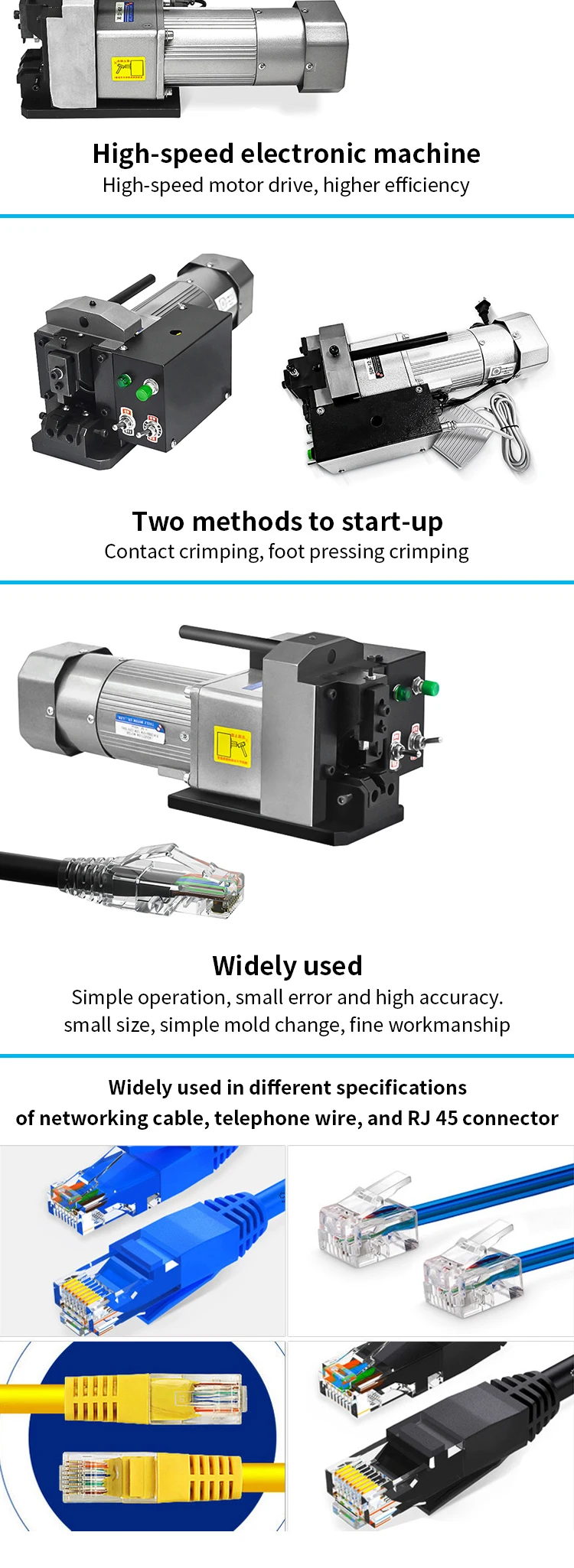 RJ45 RJ11 RJ12 Cat3 Cat5 Cat6 Patch Cord & LAN Cable Straightening Machine