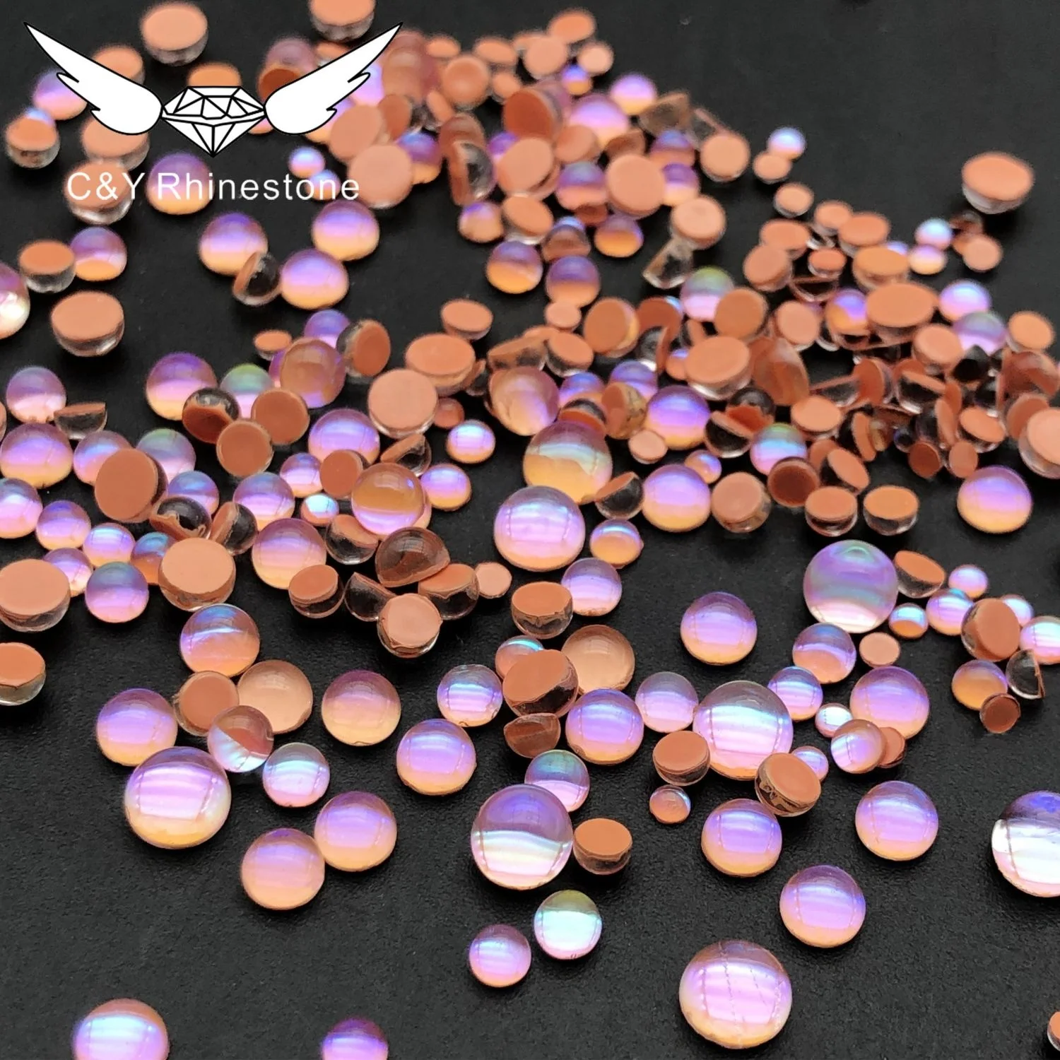CY Half Round Beads Mermaid Rhinestone Glass Flatback Non Hot Fix Nail ...