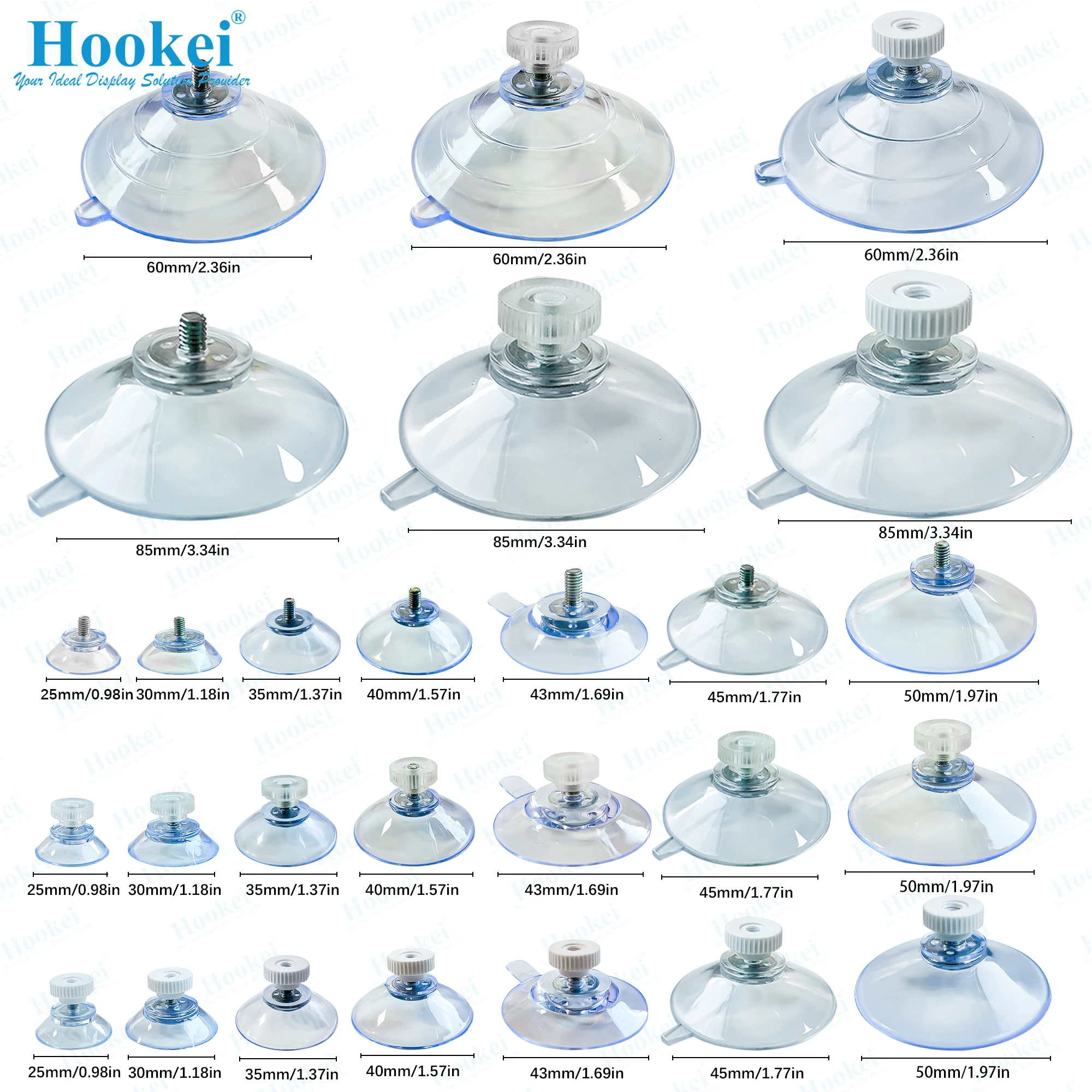 Mini Diameter Mushroom Head Suction Cups with Screw PVC Transparent ...