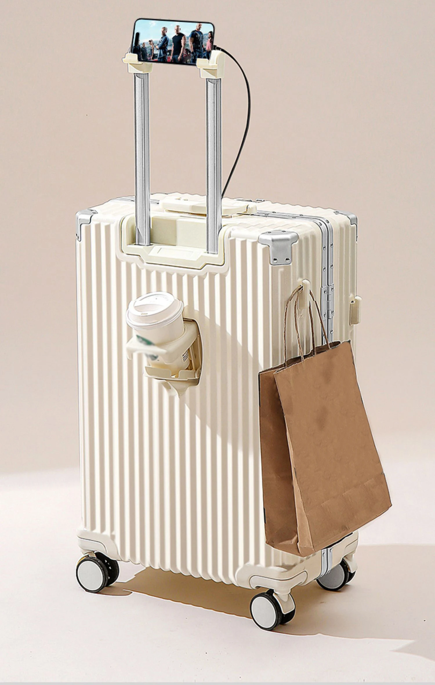 Multifunctional Aluminum Frame Trolley Luggage USB Charger Carry on ...