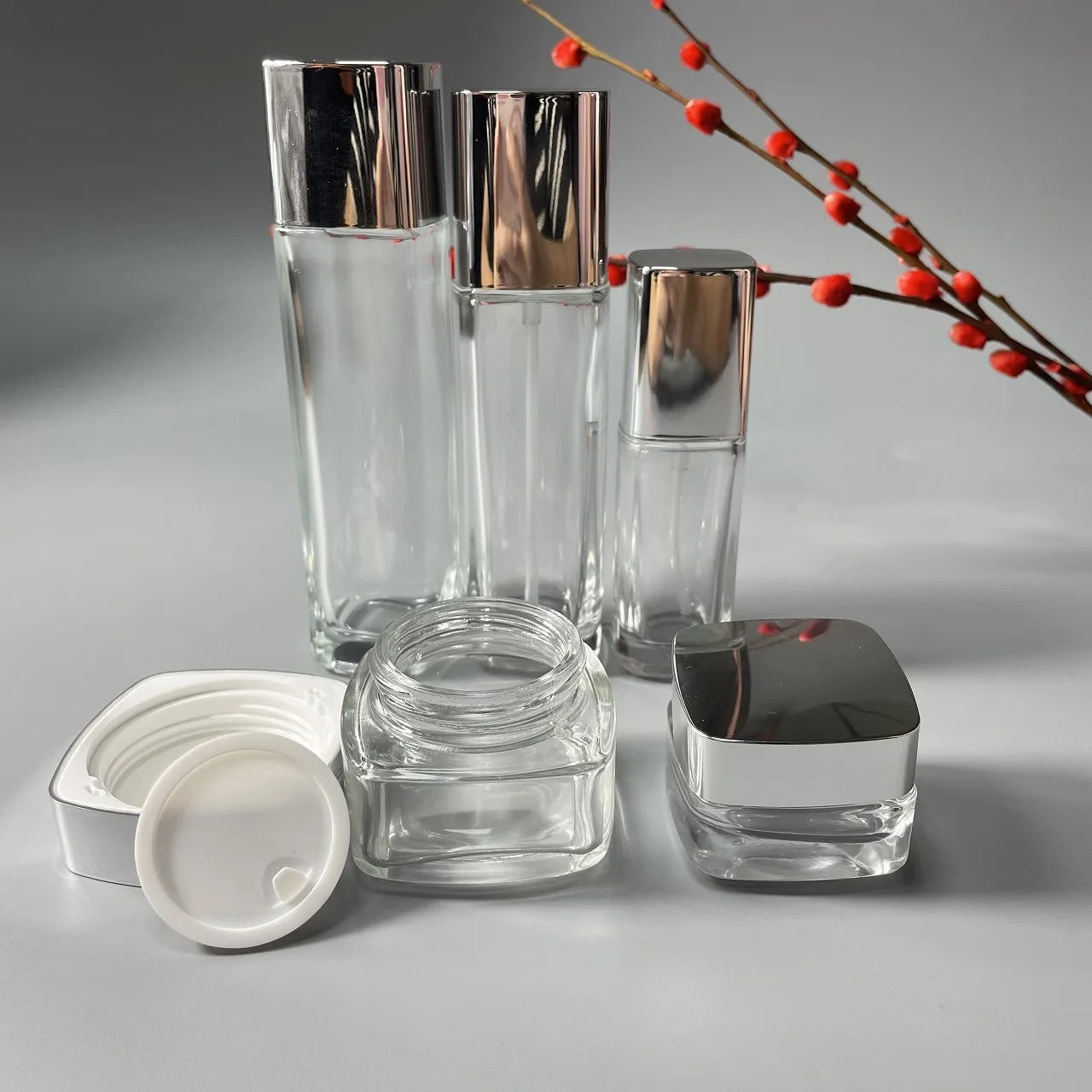 Cosmetic Face Cream Container 30ml 50ml 100ml Frosted Clear Glass ...