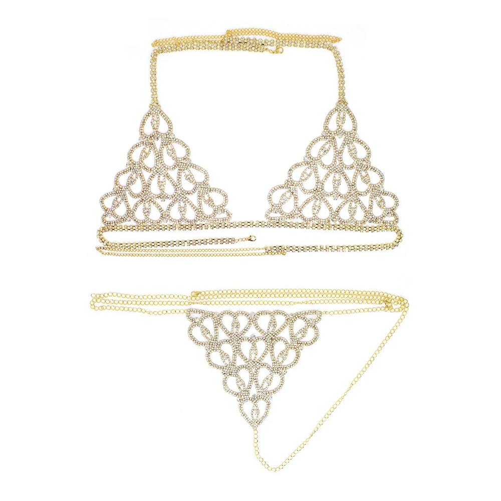Show Girl Costume Party Club Women Shiny Sexy Bra Rhinestone Fashion